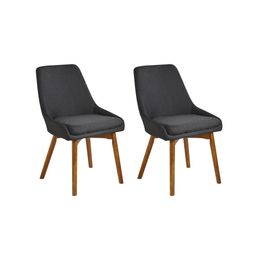 Beliani 2er-Set Esszimmerstuhl MELFORT in Schwarz/Braun | Gr.: onesize