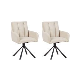 Beliani 2er-Set Esszimmerstuhl SARDOAL in Beige/Schwarz | Gr.: onesize