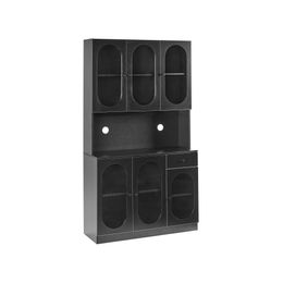 Beliani Vitrine LANGFORD in Schwarz - (W) 100 x (H) 178 x (L) 38 cm | Gr.: onesize