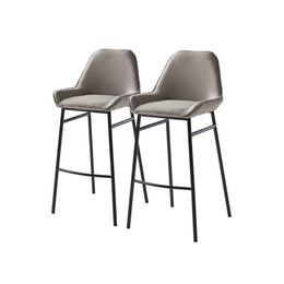 home24 Barstuhl Broon (2er-Set) in Hellgrau / Schwarz | Gr.: onesize
