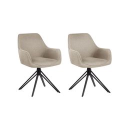 Beliani 2er-Set Esszimmerstuhl JODAR in Beige/Schwarz | Gr.: onesize