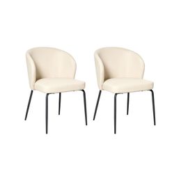 Beliani 2er-Set Esszimmerstuhl ZANA in Beige/Schwarz | Gr.: onesize
