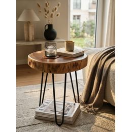 KADIMA DESIGN Massivholz Beistelltisch BAGLI 35 x 35 cm Wohnzimmertisch in Akazie | Gr.: onesize