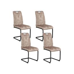 Beliani 4er-Set Esszimmerstuhl CISCO in Beige/Schwarz | Gr.: onesize