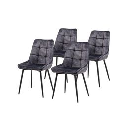 home24 Polsterstuhl Oudet 4er-Set in Dunkelgrau | Gr.: onesize