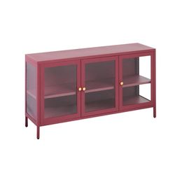 Beliani Vitrine NEWPORT in Rot/Gold - (W) 115 x (H) 64 x (L) 35 cm | Gr.: onesize
