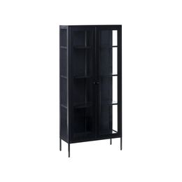 Beliani Vitrine HARTY in Schwarz - (W) 80 x (H) 176 x (L) 35 cm | Gr.: onesize
