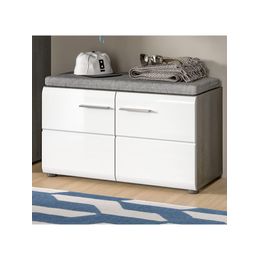 Inn.Furn Garderobenbank wei&szlig; Hochglanz, grau 80 cm, Schuhbank mit 4 F&auml;chern | Gr.: onesize