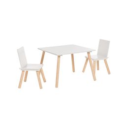Beliani 3-tlg Kindertisch mit St&uuml;hlen WRINGLEY in Wei&szlig;/Braun | Gr.: onesize