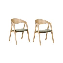 Beliani 2er-Set Esszimmerstuhl YUBA in Braun/Gr&uuml;n | Gr.: onesize