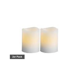 STAR TRADING LED Blockkerzen &sbquo;May&lsquo;, Batterie und Timer, Echtwachs, wei&szlig;, 2er-Set | Gr.: onesize
