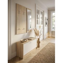 KADIMA DESIGN Wand-Garderobe SALERNO mit Spiegel & Schuhschrank Spanplatte sonoma in Sonoma | Gr.: onesize
