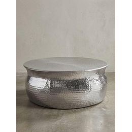 KADIMA DESIGN Couchtisch 75x31x75cm Aluminium Silber Beistelltisch orientalisch in Silbern | Gr.: onesize