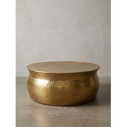KADIMA DESIGN Couchtisch 75x31x75 cm Aluminium Beistelltisch orientalisch in Gold | Gr.: onesize