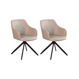 Beliani 2er-Set Esszimmerstuhl LIKELY in Beige/Grau/Schwarz | Gr.: onesize