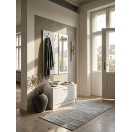 KADIMA DESIGN Wand-Garderobe SALERNO mit Spiegel & Schuhschrank Spanplatte wei&szlig; in Wei&szlig; | Gr.: onesize