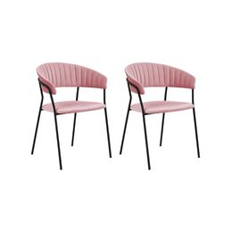 Beliani 2er-Set Esszimmerstuhl MARIPOSA in Rosa/Schwarz | Gr.: onesize