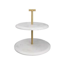 GreenGate Etagere MARBLE Wei&szlig; Gold mit 2 Etagen aus Marmor | Gr.: onesize