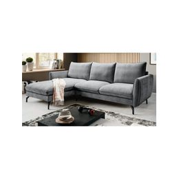 Inn.Furn Sofa grau Webstoff 259 x 167 cm, Ecksofa 5-Sitzer, L-Sofa Ottomane links | Gr.: onesize