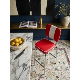 KADIMA DESIGN Barstuhl American Diner 50er Jahre Retro Wei&szlig; in Rot | Gr.: onesize