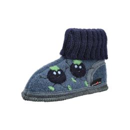 Haflinger Hausschuhe H&Uuml;TTENSCHUH BLAUBEERE in Schwarz/Blau | Gr.: 30
