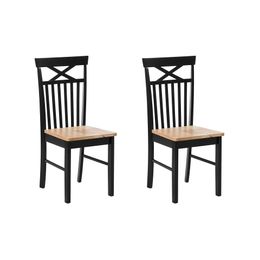 Beliani 2er-Set Esszimmerstuhl HOUSTON in Schwarz/Braun | Gr.: onesize