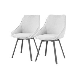 home24 Polsterstuhl Metline 2er-Set in Hellgrau | Gr.: onesize