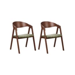 Beliani 2er-Set Esszimmerstuhl YUBA in Braun/Gr&uuml;n | Gr.: onesize