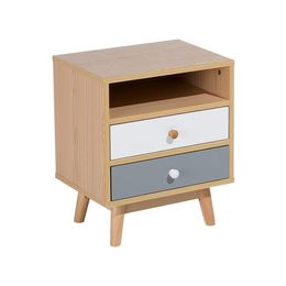 Beliani Nachttisch FARGO in Braun/Grau/Wei&szlig; - (W) 40 x (H) 48 x (L) 30 cm | Gr.: onesize