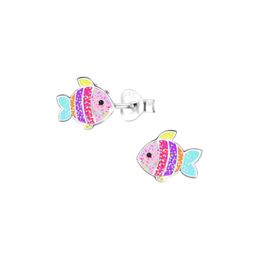 Alexander York Ohrringe - Ohrstecker FISCH regenbogenfarben in 925 Silber - 2-tlg. | Gr.: onesize