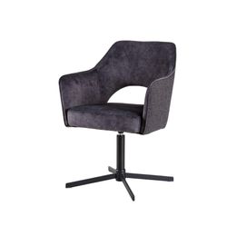 home24 Drehbarer Armlehnenstuhl Yellville Typ B in Vintage Schwarz | Gr.: onesize