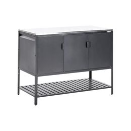 Beliani Gartenk&uuml;che MAENZA in Schwarz/Silber - (W) 120 x (H) 93 x (L) 60 cm | Gr.: onesize