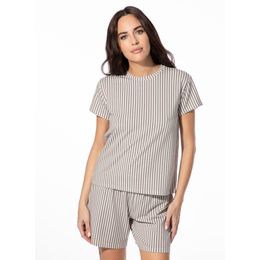 Sanetta Schlafshirt Damen Gr&ouml;&szlig;e S hellbraun / wei&szlig;