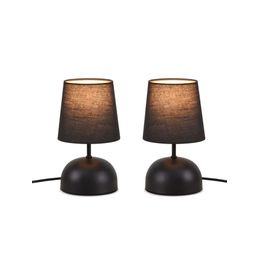 ZMH 2er-Set Tischleuchte E14 in schwarz runde Stoffschirm | Gr.: onesize
