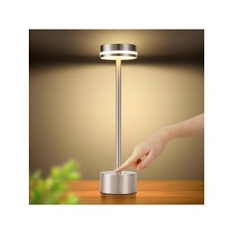 ZMH Tischleuchte LED in silber Akku Kabellos Touch Dimmbar H 31.5cm | Gr.: onesize