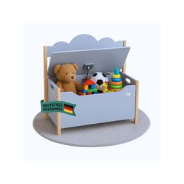 Coemo Spielzeugtruhe mit Bank TRUDI aus Holz in Grau | Gr.: onesize
