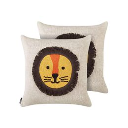 Beliani 2er-Set Dekokissen SARANGAR in Beige/Gelb/Braun | Gr.: onesize