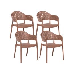 Beliani 4er-Set Esszimmerstuhl NARINO in Braun | Gr.: onesize