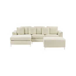 Beliani 2-tlg Ecksofa OSLO in Beige/Silber rechtsseitig | Gr.: onesize