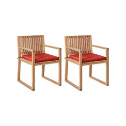 Beliani 4er-Set Gartenstuhl SASSARI PREMIUM in Braun/Rot | Gr.: onesize