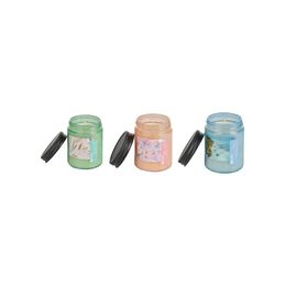 Beliani 3er-Set Kerze FRUITY BLOOM in Rosa/Blau/Gr&uuml;n | Gr.: onesize