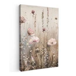 OnlyWow Leinwand Bilder Blumenfeld | Gr.: 90 x 140 cm
