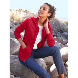 WITT Damen Sweatjacke mit K&auml;nguru-Taschen, rot, Gr&ouml;&szlig;e 40
