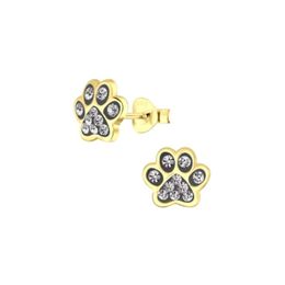 Alexander York Ohrstecker PFOTE black diamond 925 Sterling Silber in Gold, 2-tlg. | Gr.: onesize