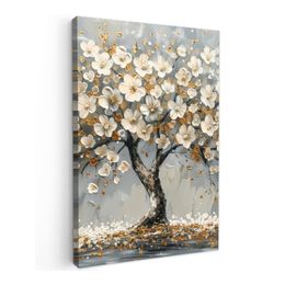 OnlyWow Leinwand Bilder Wei&szlig;er Baum | Gr.: 20 x 30 cm