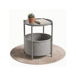 Coemo Beistelltisch Nina mit Canvas Korb - Metallgestell in Grau | Gr.: onesize