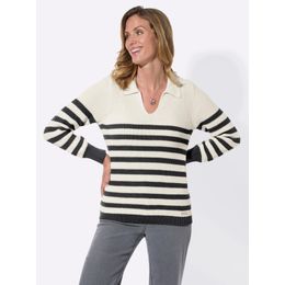 WITT Damen Troyer mit Ringelmuster, ecru-schwarz-gemustert, Gr&ouml;&szlig;e 52