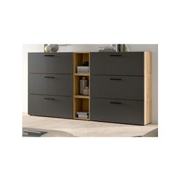 Inn.Furn Sideboard in grau, Artisan Eiche 176 cm, Kommode mit Soft-Close | Gr.: onesize