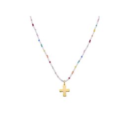 Luxenter Halskette aus 925er Sterlingsilber und mehrfarbigem Zirkonia 18K Gelbgold-Finish | Gr.: onesize