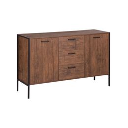 Beliani Sideboard TIFTON in Braun/Schwarz - (W) 123 x (H) 78 x (L) 39 cm | Gr.: onesize